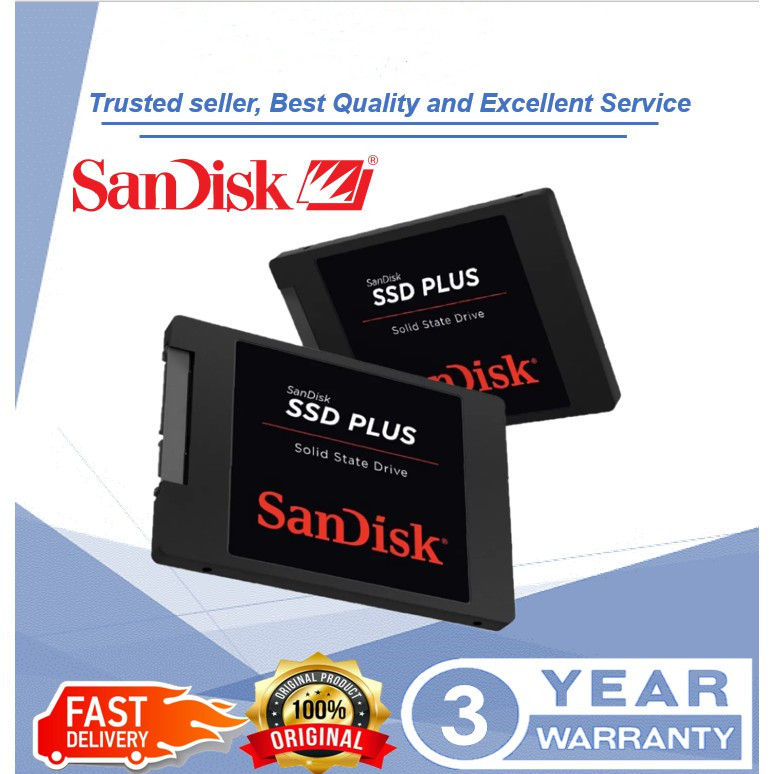 【จัดส่งตลอด 24 】SanDisk SSD PLUS 3D NAND 2.5" SATA Solid State Drive ...