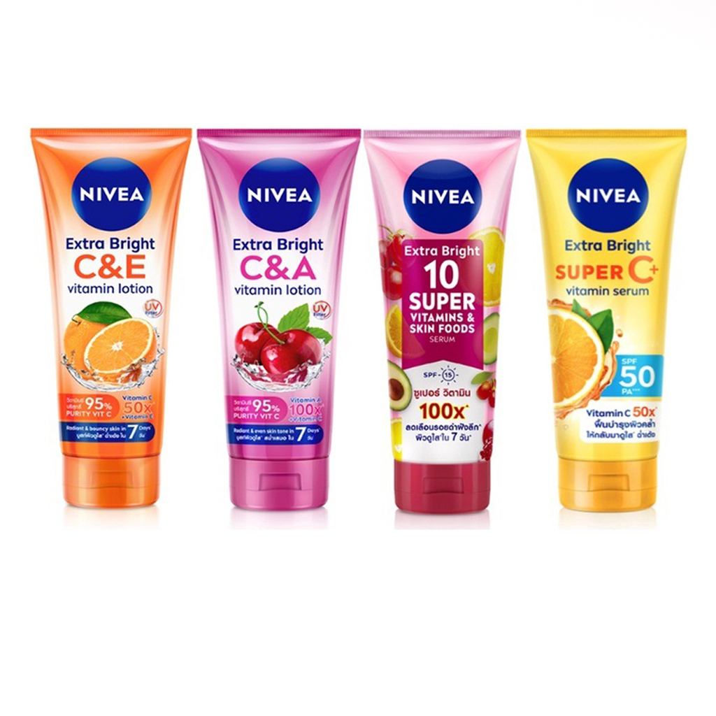 เวีย เอ็กซ์ตร้า ไวท์/ไบท์ วิตามิน โลชั่น NIVEA Extra White/Bright C&E/C&A/10Super/Super C+ ขนาด ...