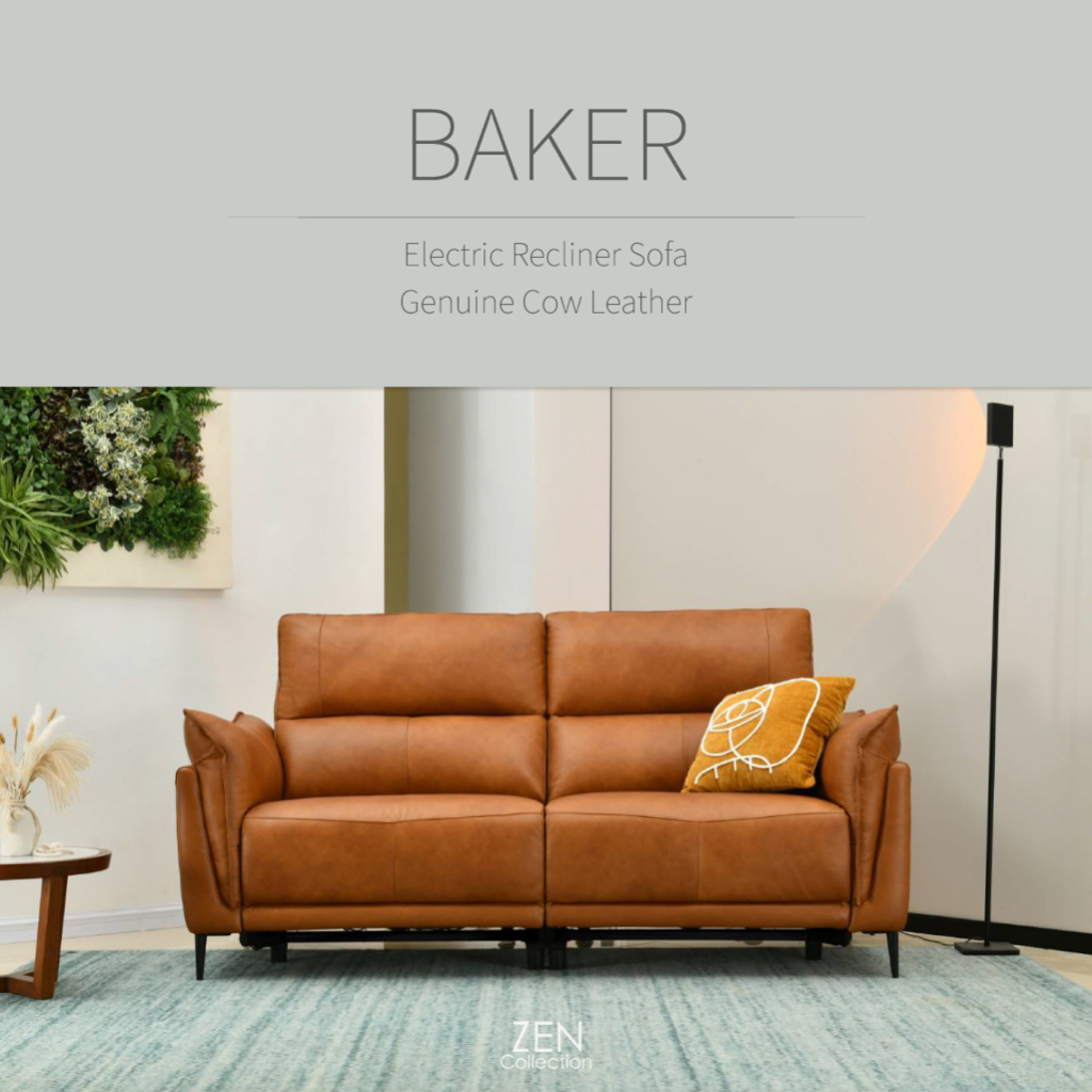 ZEN Collection Recliner Sofa Set รุ่น BAKER โซฟา ไอเชพ ปรับนอนไฟฟ้า 2 ...