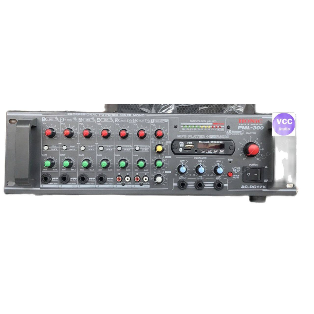 เพาเวอร์แอมป์HONIC PML-300 Power Mix Amp AC-DC12V.มีOutput Line 100V | Shopee Thailand