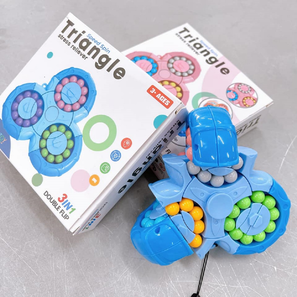 รูบิค สปินเนอร์ หมุนได้ เรียงสี ของเล่นเด็ก Triangle Speed spin Rubik's ...