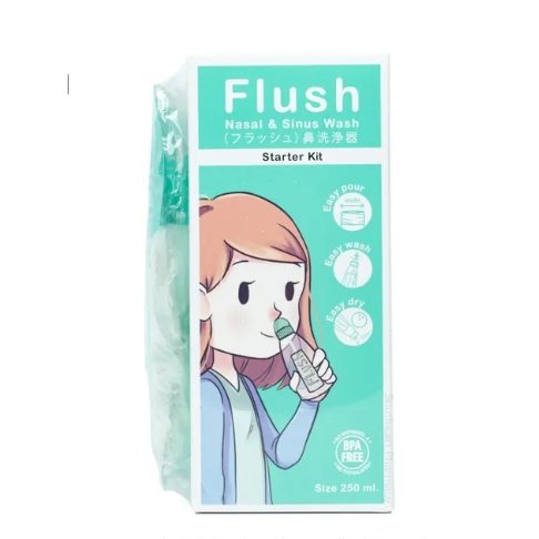 FLUSH Starter Kit Nasal & Sinus Wash ฟลัช ชุดอุปกรณ์ล้างจมูก พร้อมเกลือ ...