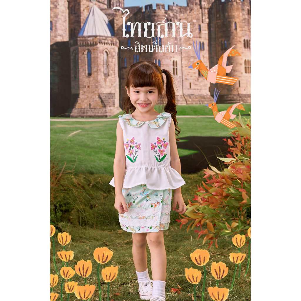 Little Hug ชุดไทยเด็กหญิง เสื้อแขนกุด ผ้าถุง (TS04) | Shopee Thailand