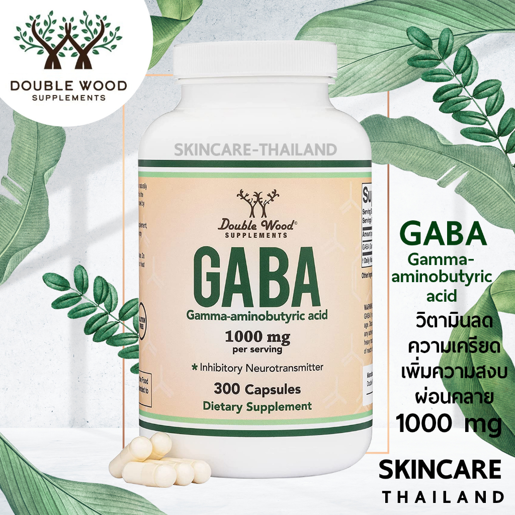 GABA 1,000 mg - Double Wood 300 Capsules วิตามินลดความเครียด เพิ่มความ ...