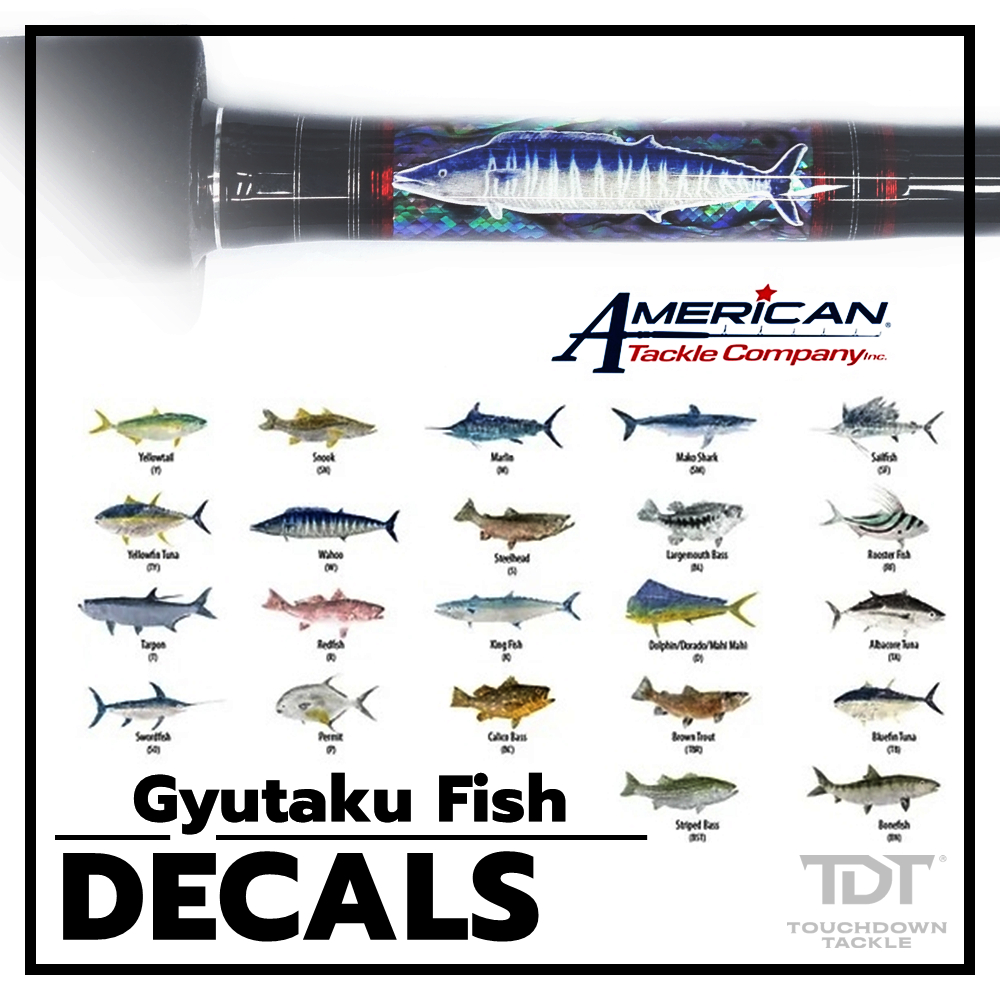 AMERICAN TACKLE Gyotaku Fish Decals สติ๊กเกอร์น้ำรูปปลาต่างๆ ใช้สำหรับ ...