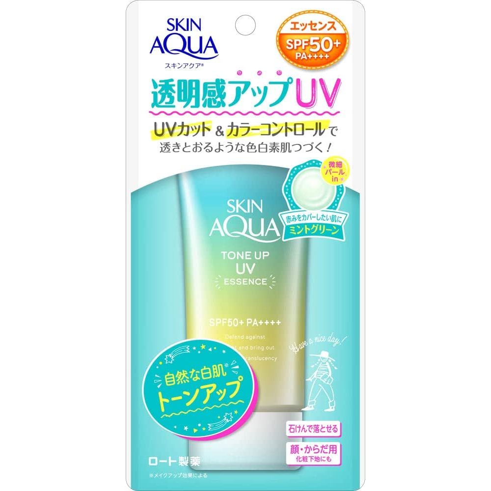 Rohto skin aqua tone up uv essence sunscreen spf 50+ (mint green 80g.) | Shopee Thailand