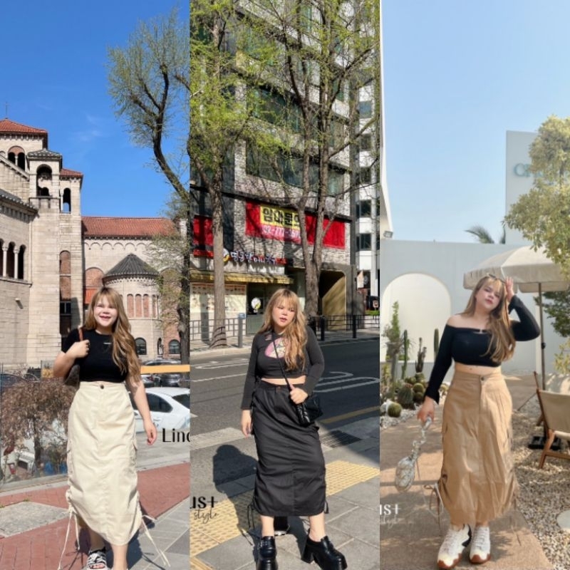 กระโปรงยาวทรงคาร์โก้รูดหน้า ผ่าหลัง เอว32-46" สาวอวบอ้วนใส่สวย Bigsize/Plussize | Shopee Thailand