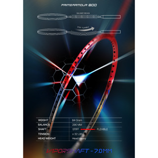 HUNDRED ไม้แบดมินตัน รุ่น PRIME ARMOUR 800" Racket Series 7 สี แถมเอ็น ...