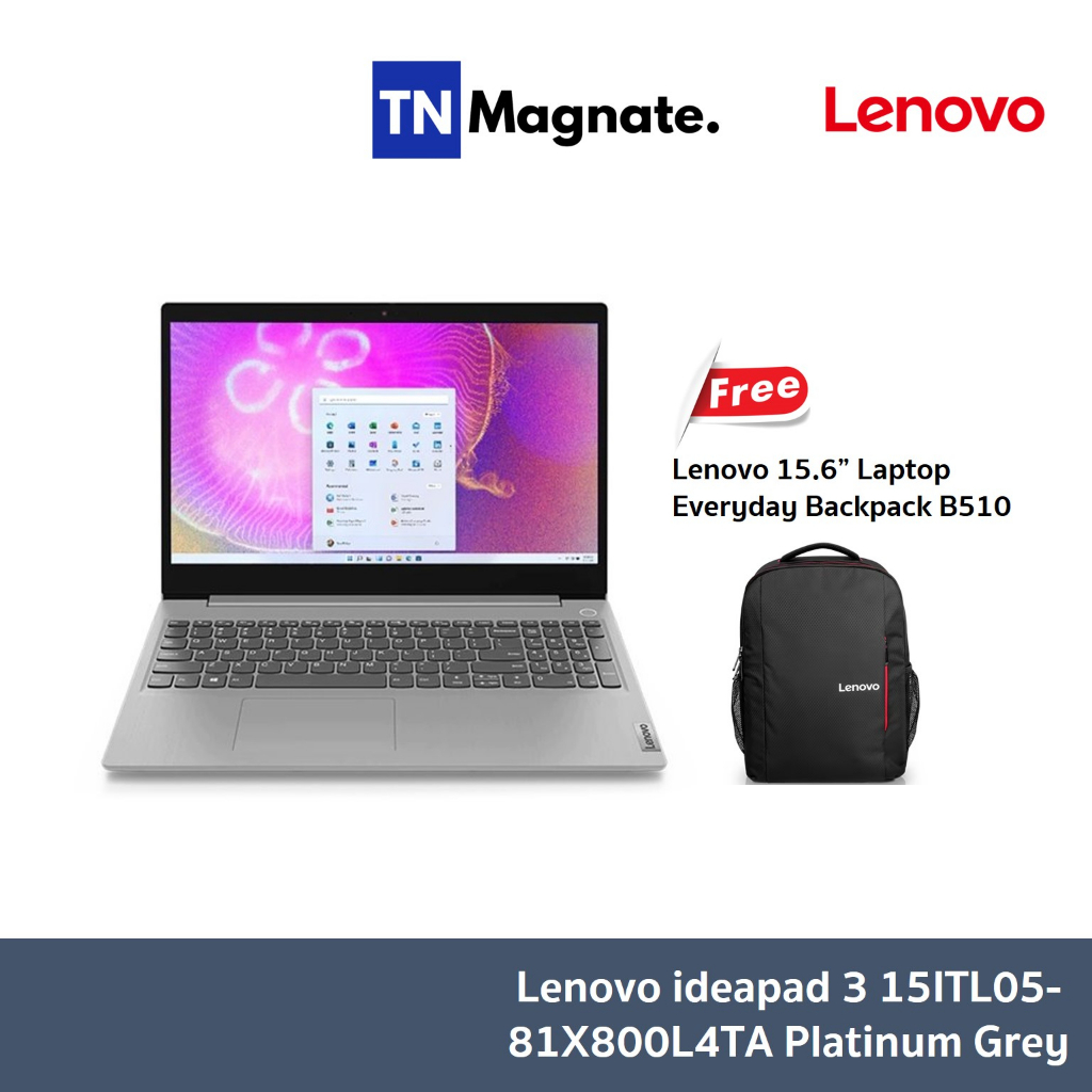 พร้อมส่ง [โน้ตบุ๊ค] Lenovo ideapad 3 15ITL05-81X800L4TA Platinum Grey - i3-1115G4/4GB+4GB/256GB ...