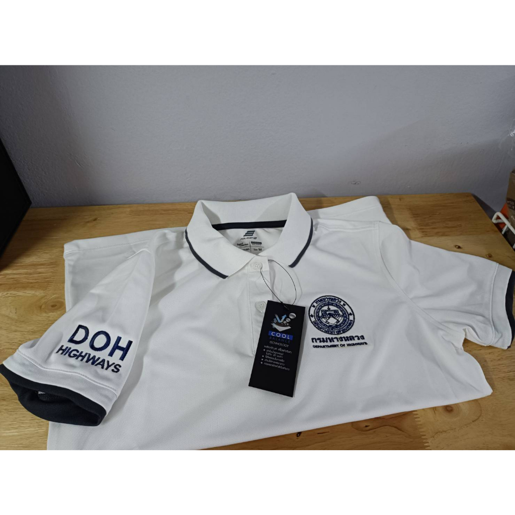 เสื้อโปโลปักกรมทางหลวง มีปักแขนDOH Poliganผ้าcool | Shopee Thailand