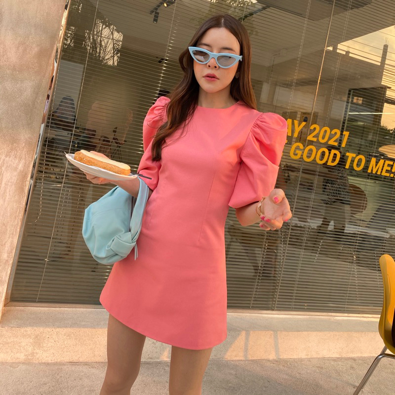 FLAT2112 FF0032 : MACARON DRESS เดรสออกงาน แขนตุ๊กตา ชุดทำงาน | Shopee ...