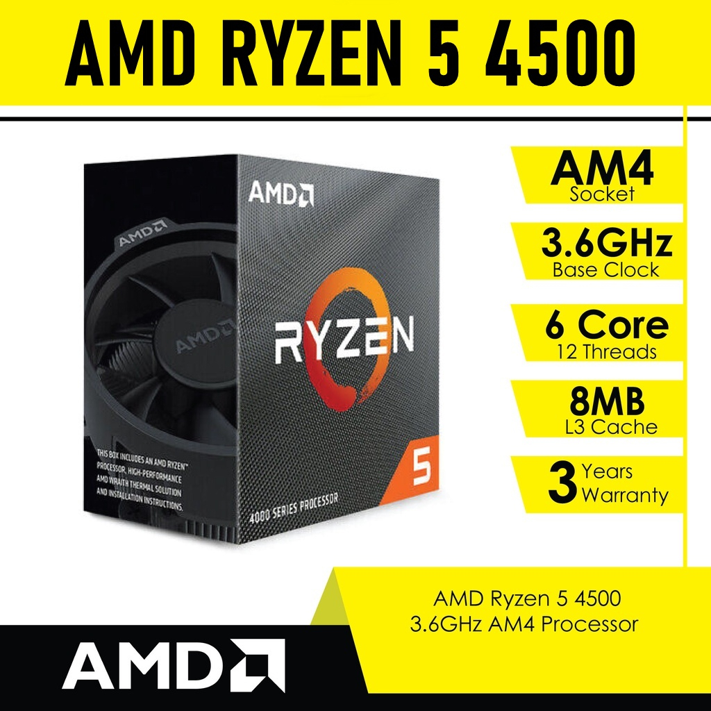 【การจัดส่งในกรุงเทพฯ】โปรเซสเซอร์ CPU AMD RYZEN 5 4500 4600G 5600 5600X 6 คอร์ 12 เธรด อัตราเร่ง ...