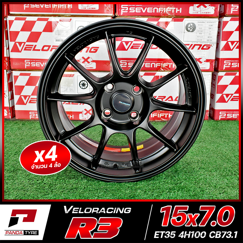 ล้อแม็กซ์ ขอบ15" Model R3 Color XB (สีดำด้าน) 15x7.0 ET35 4x100 CB73.1 (ราคาต่อชุด 4 ล้อ ...