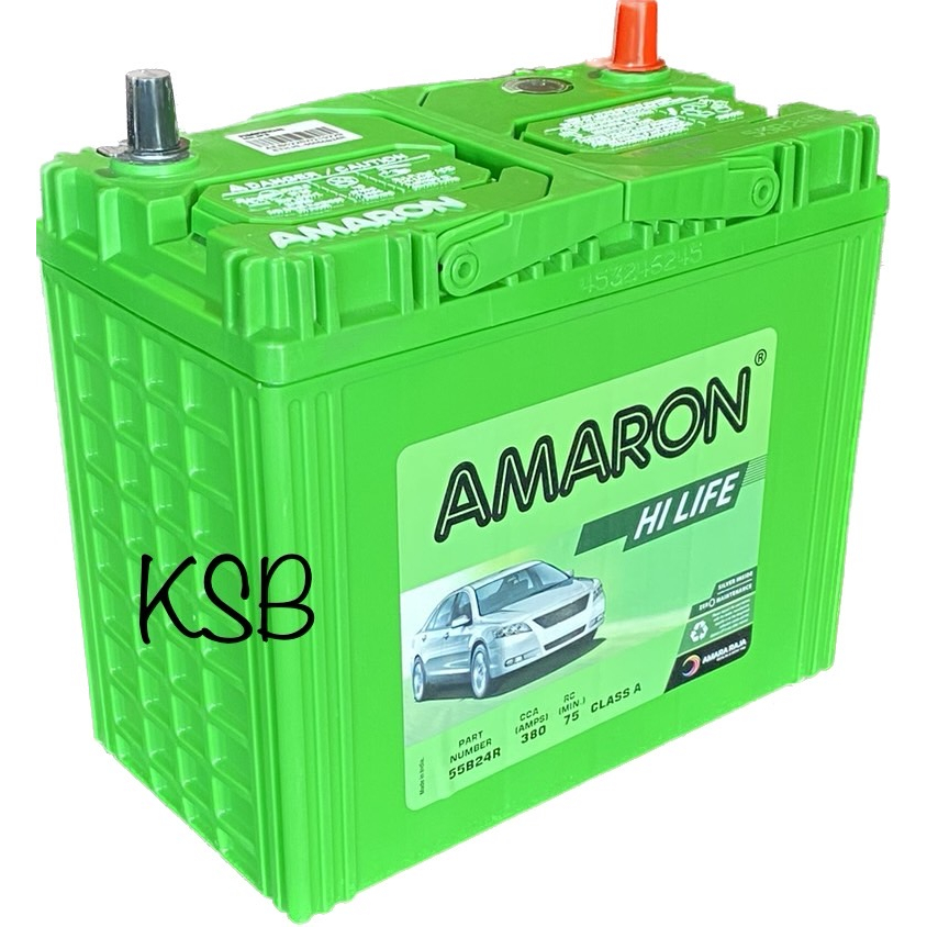 Amaron 55B24 Hi-life /45Ah /380cca /ยxกxส=238x129x227 มม.แบตเตอรี่อายุ ...