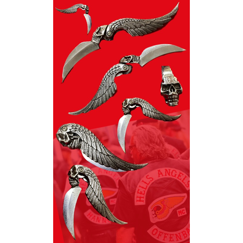 มีดพับสแตนเนลนส หัวกะโหลกติดปีก (Hell Angels) | Shopee Thailand