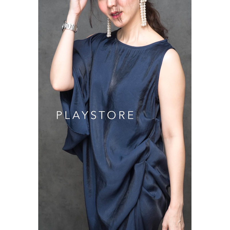 Code : 30912.1 เดรสผ้าซิลค์ดีไซน์เก๋ เดรสใส่ออกงาน งานป้าย Mirrorsister ...