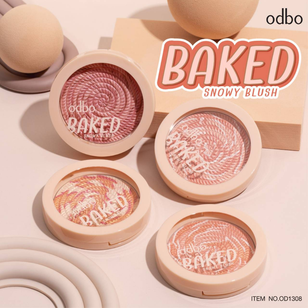 OD1308 ODBO BAKED SNOWY BLUSH โอดีบีโอ บลัชออนสีสวยหวาน เนื้อนุ่ม เม็ดสีแน่น ติดทนนาน | Shopee ...