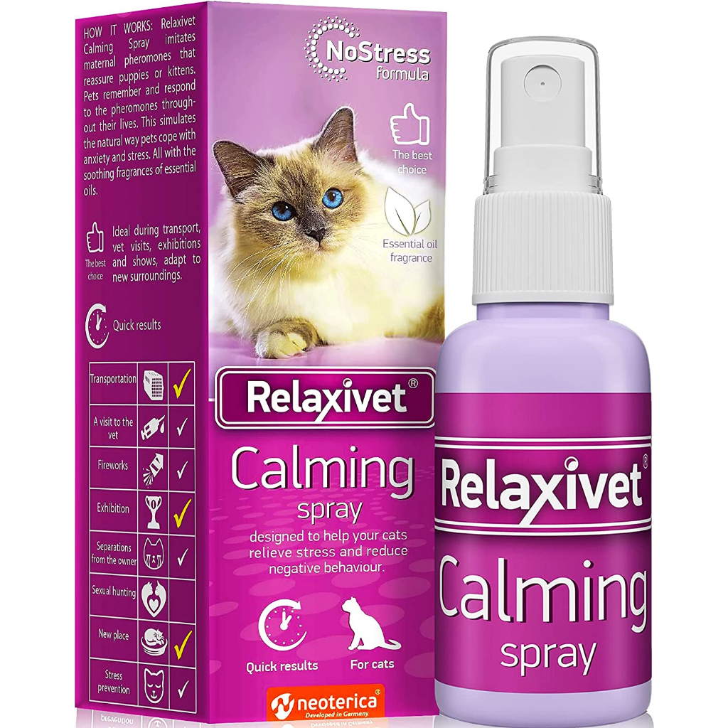 Relaxivet Calming Spray สเปรย์ลดเครียดแมว ฟีโรโมนออร์แกนิก+แคทนิป ให้ ...