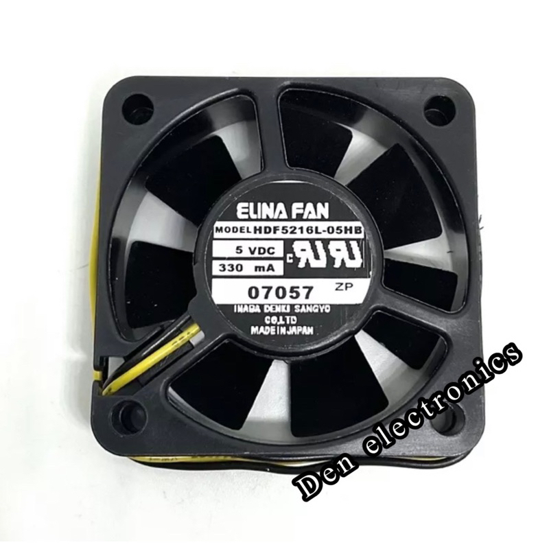 พัดลม ELINA FAN MODEL HDF5216L-05HB 5VDC Size 50x50x15 2สาย MADE IN ...