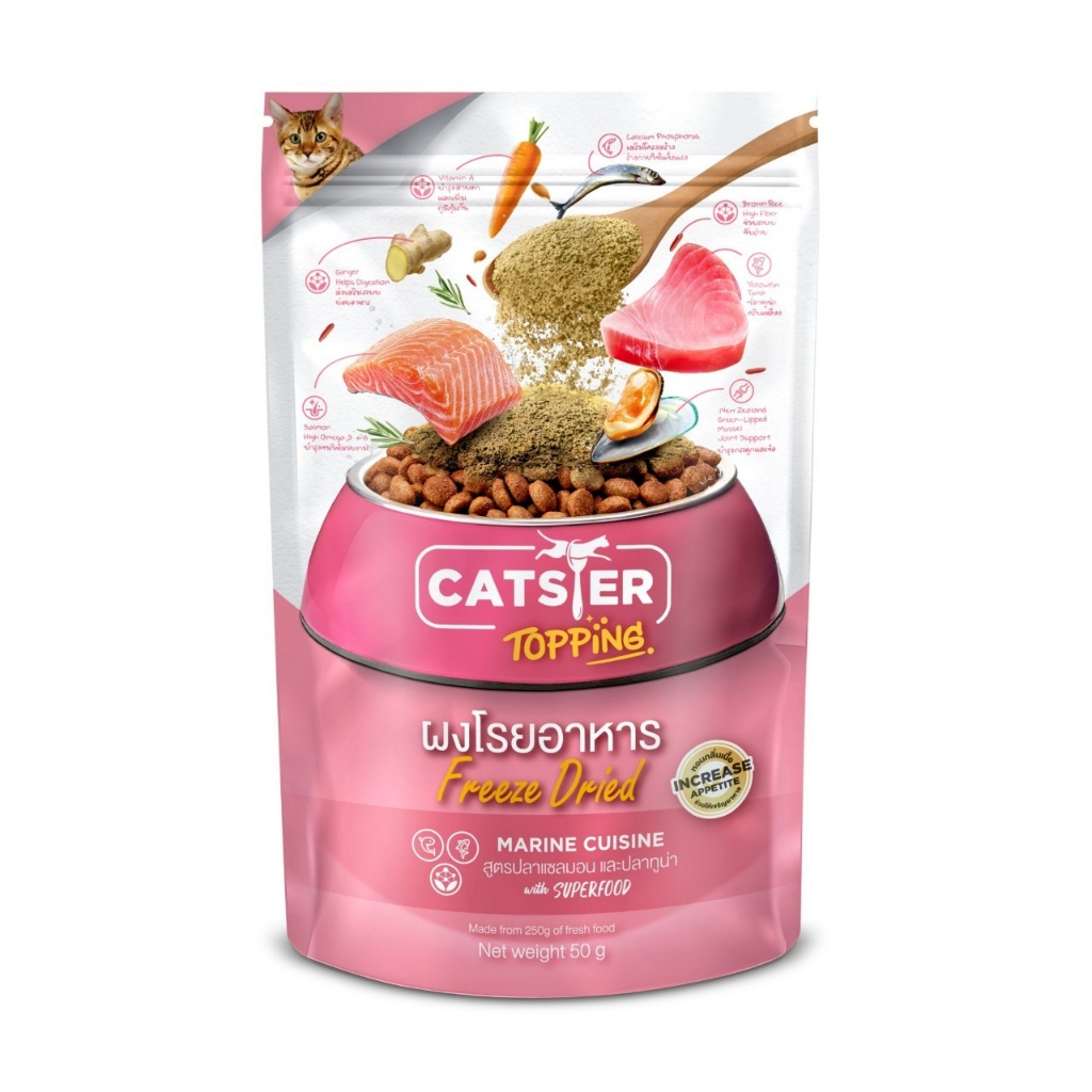CATSTER PLAY ขนมแมว Freeze Dried และท็อปปิ้ง ชิ้นเนื้อแท้ๆ 100% ขนาด 40 ...