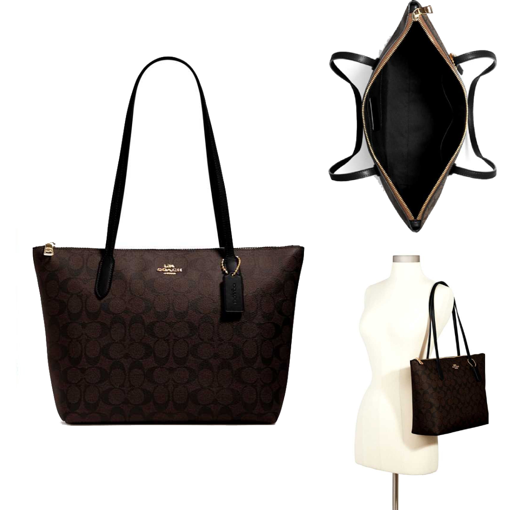 COACH 4455 ZIP TOP TOTE IN SIGNATURE CANVAS | Shopee Thailand