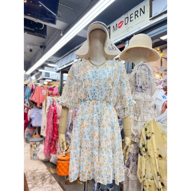มินิเดรสลายดอกเล็กๆน่ารักป้ายModern | Shopee Thailand