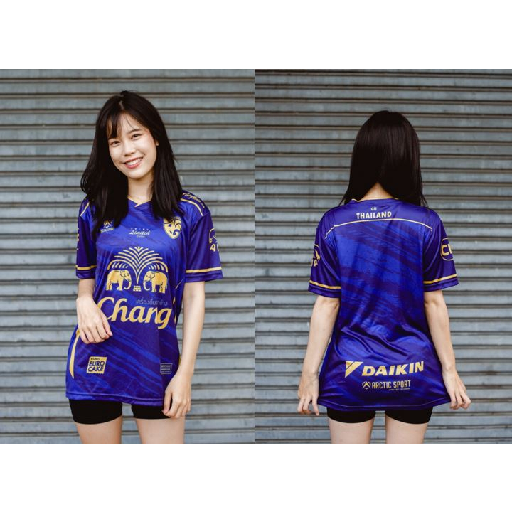 เสื้อกีฬา พิมพ์ลายแฟชั่น สีน้ำเงิน สีฟ้า คอวี AV.002 | Shopee Thailand