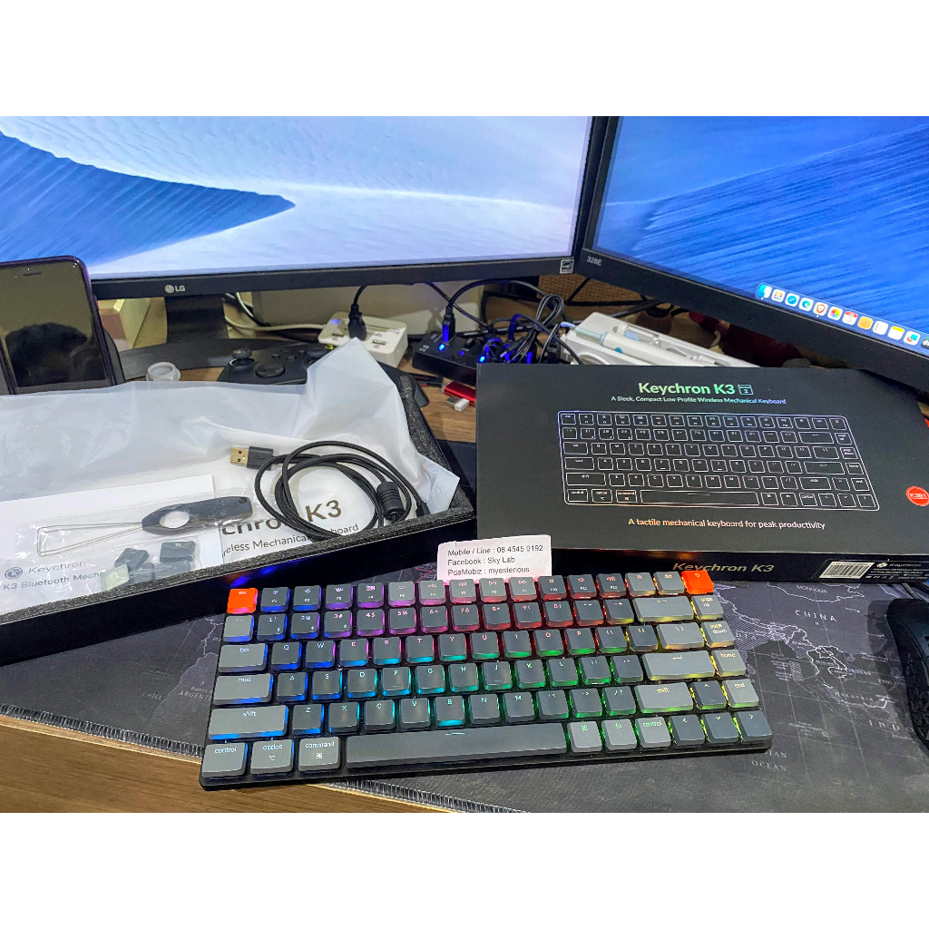 แลก-ขาย คีย์บอร์ด Keychron K3 V2 RGB wireless mechanical สวย ยกกล่อง ...