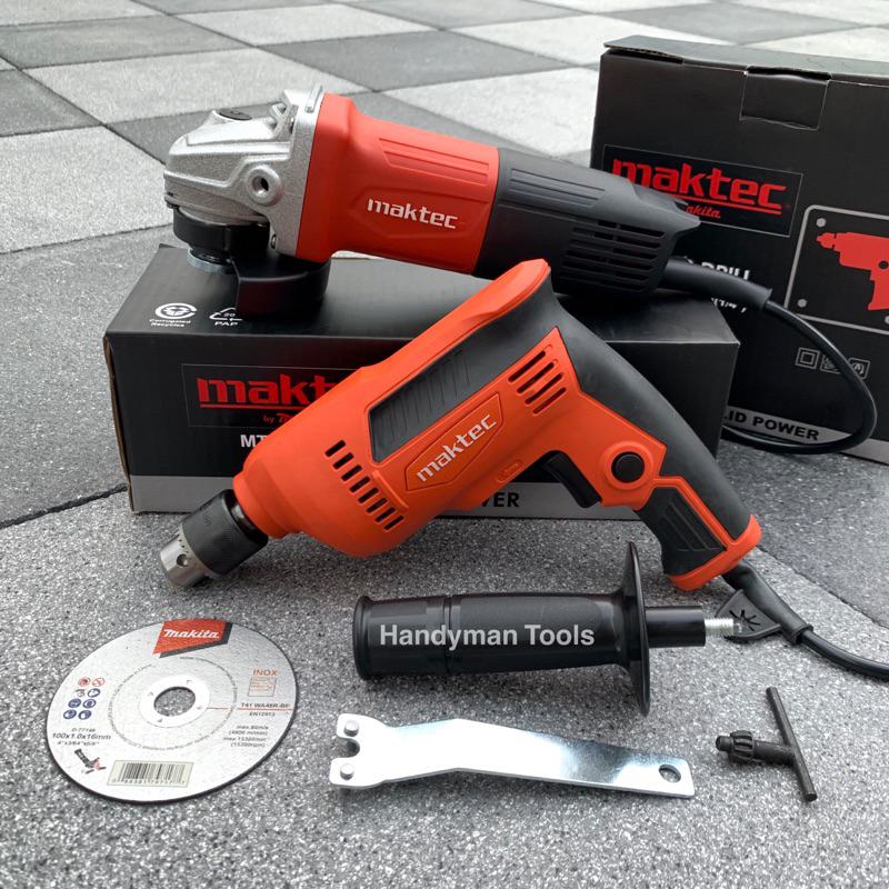 Maktec หินเจียร 4 นิ้ว รุ่น MT970-720W แถมใบตัด 1ใบ+สว่านไฟฟ้า 3 หุน Maktec รุ่น MT606 กำลัง ...