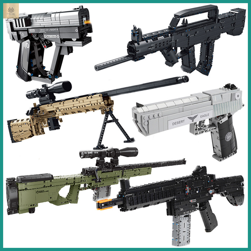 BS52 ปริศนาเด็กประกอบเลโก้บล็อกกินไก่ปืนสามารถยิงกระสุน ปืนไรเฟิลรุ่นของเล่น | Shopee Thailand