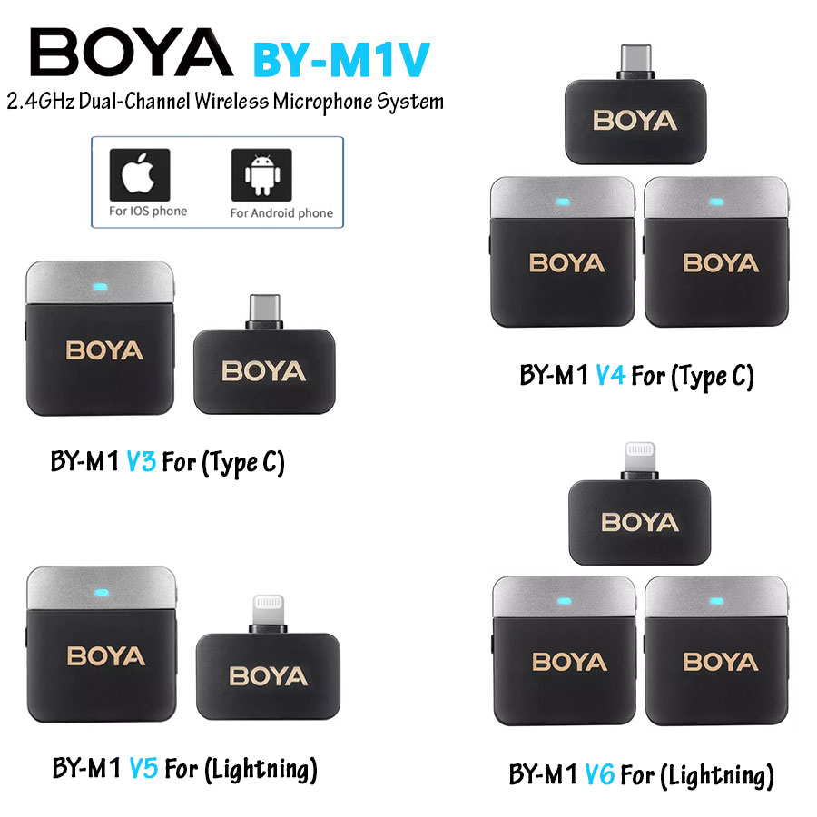 BOYA BY-M1 (V3 V4 V5 V6) 2.4GHz Dual-Channel Wireless Microphone System ...