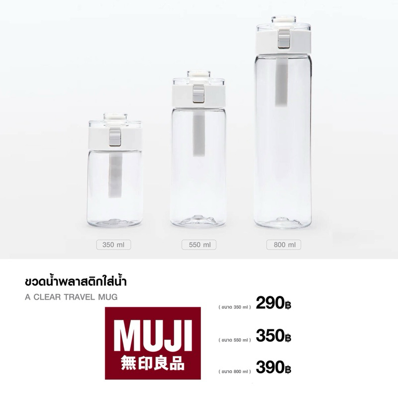 ️‍🔥ใช้โค้ด วิดีโอ ลด 100฿ ️‍🔥 MUJI ขวดพลาสติกใส่น้ำ Clear travel mug มี ...