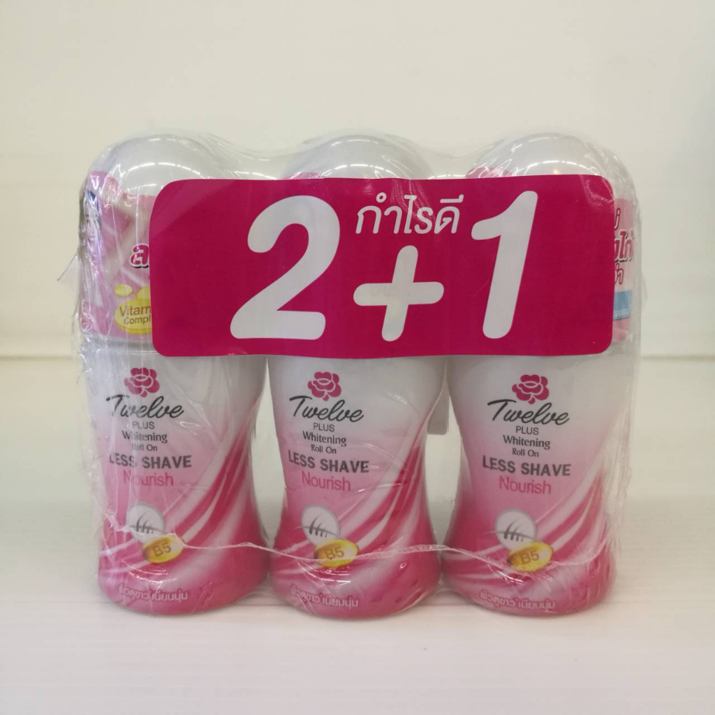 (2+1) Twelve PLUS Roll On LESS SHAVE Nourish (25 มล.X3) ทเวลฟ์พลัส โรล ...