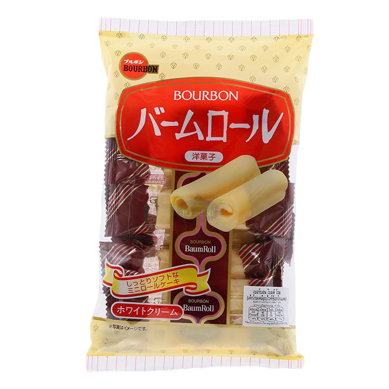 BOURBON BAUM ROLL เค้กบัมโรล เค้กโรล เคลือบไวท์ช็อกโกแลต เค้กบัม จาก ...