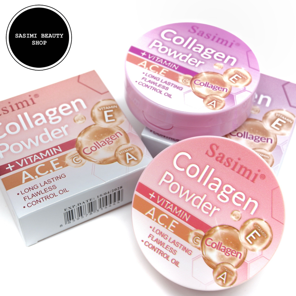 SASIMI Collagen Powder แป้งพัฟ 2ชั้น สูตรคอลลาเจน ควบคุมความมัน ให้ผิว ...