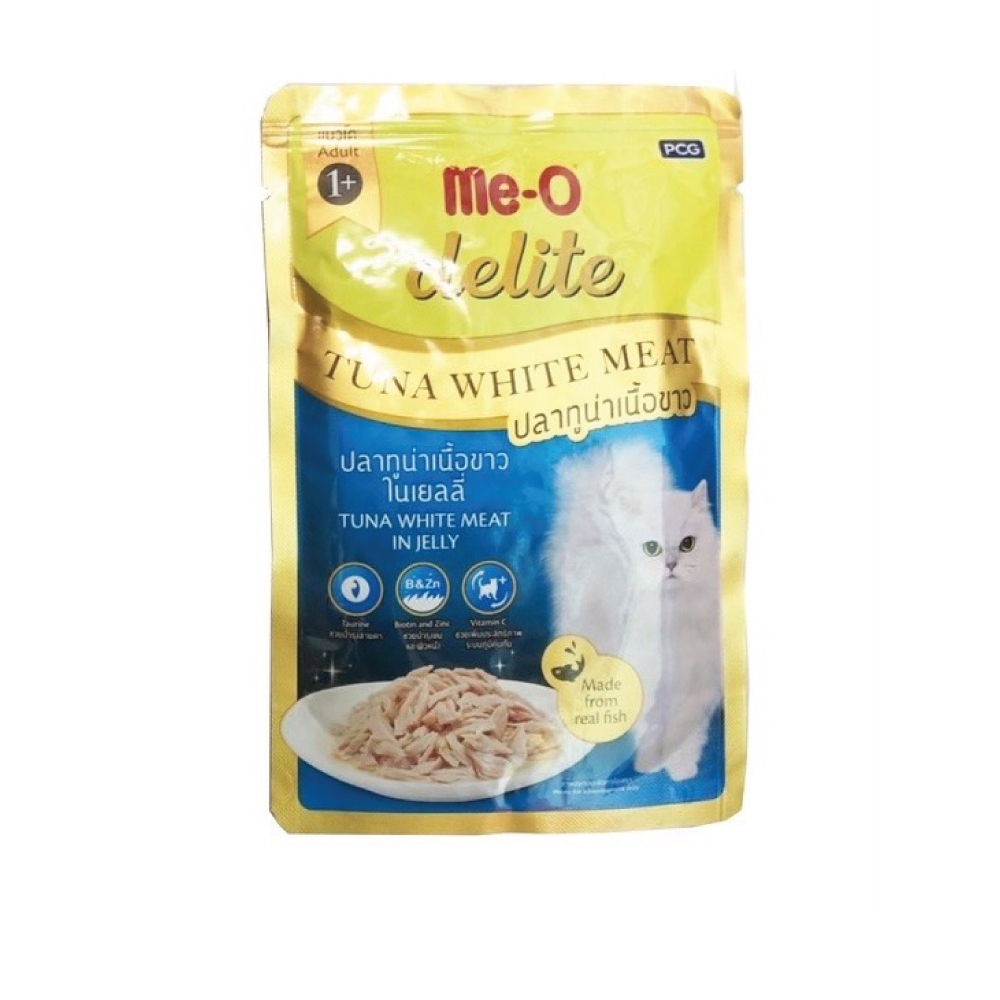 Meo delite มีโอ เพ้าซ์ สูตรปลาเนื้อขาว อาหารเปียกแมว 70g (มีรสให้เลือก ...