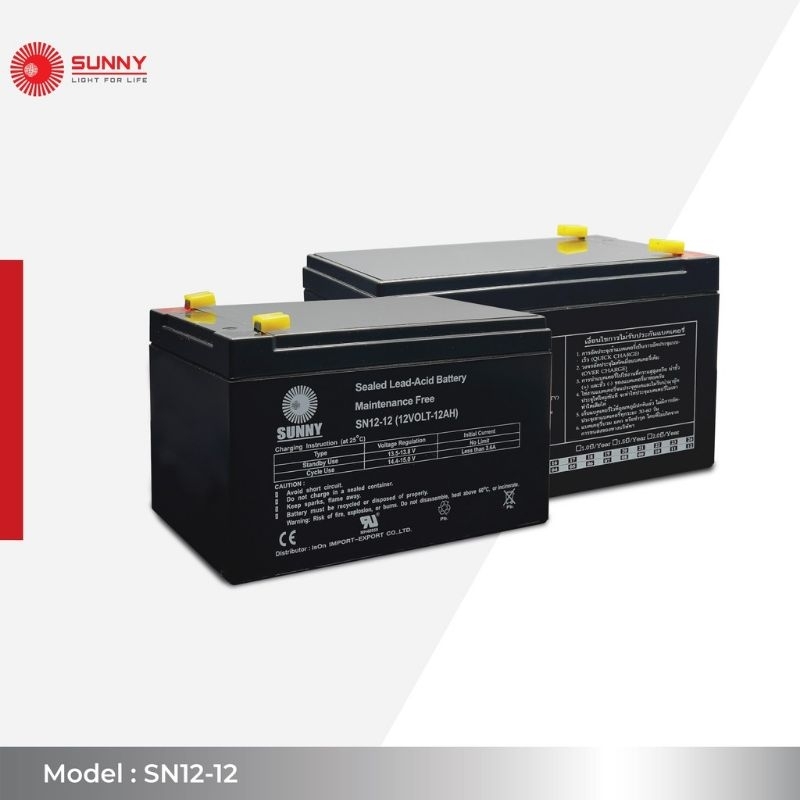แบตเตอรี่แห้งซันนี่ SUNNY รุ่น 12V 12Ah SN12-12 ของแท้100% | Shopee ...