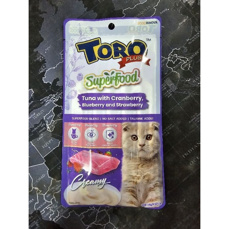 Toro Plus Superfood 14gx5Pcs. ขนมแมวเลีย โตโร่ พลัส ซูเปอร์ฟู้ด 14กรัม ...