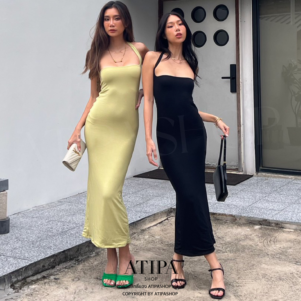 Atipashop - DRESS DERMA RAYON เดรสยาว ทรงคล้องคอ ทรงสวยมาก มีหลายสี ...