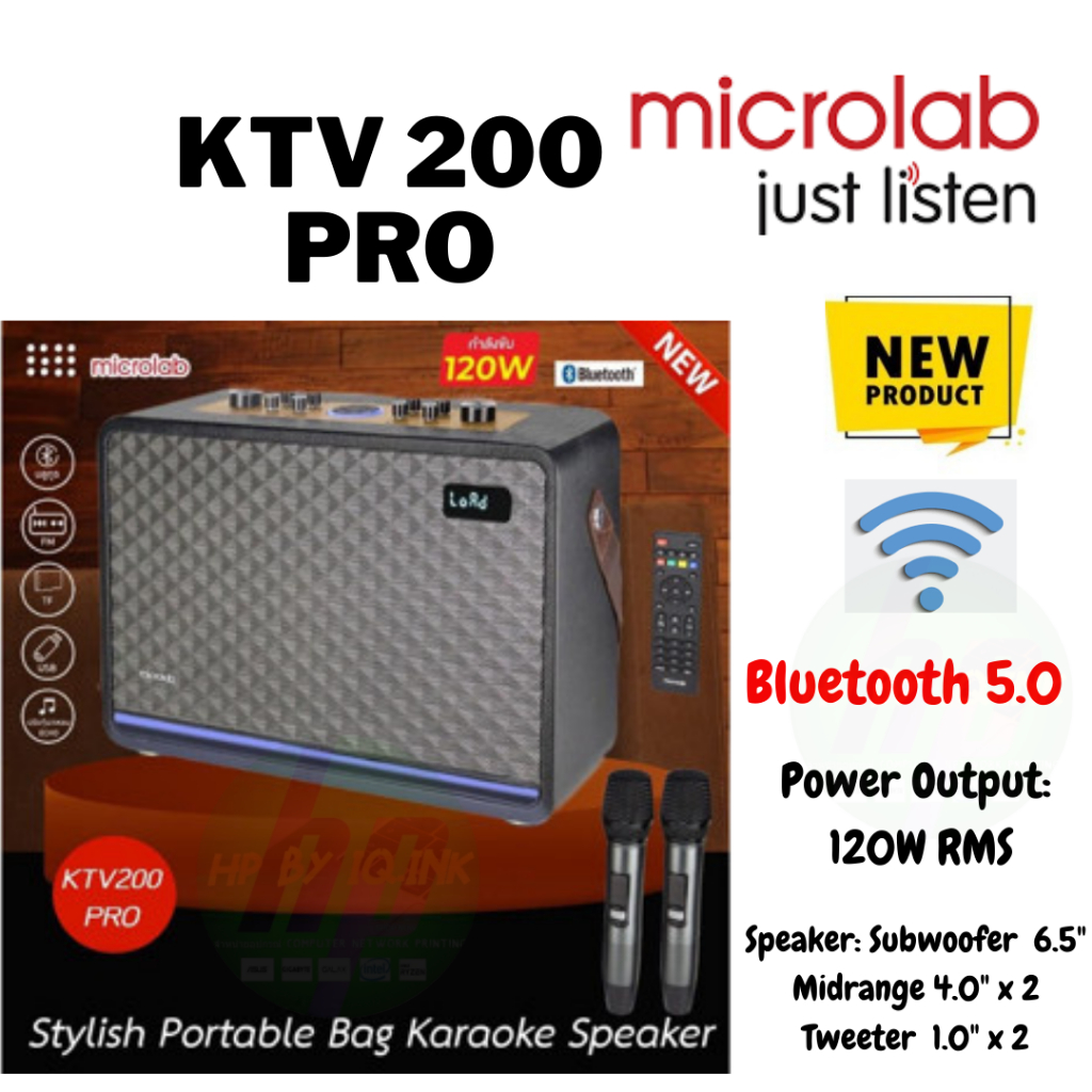 (KTV 200 PRO) Bluetooth 5.0 Power Output: 120W RMSS peaker: Subwoofer 6.5" Midrange 4.0" x 2 ...