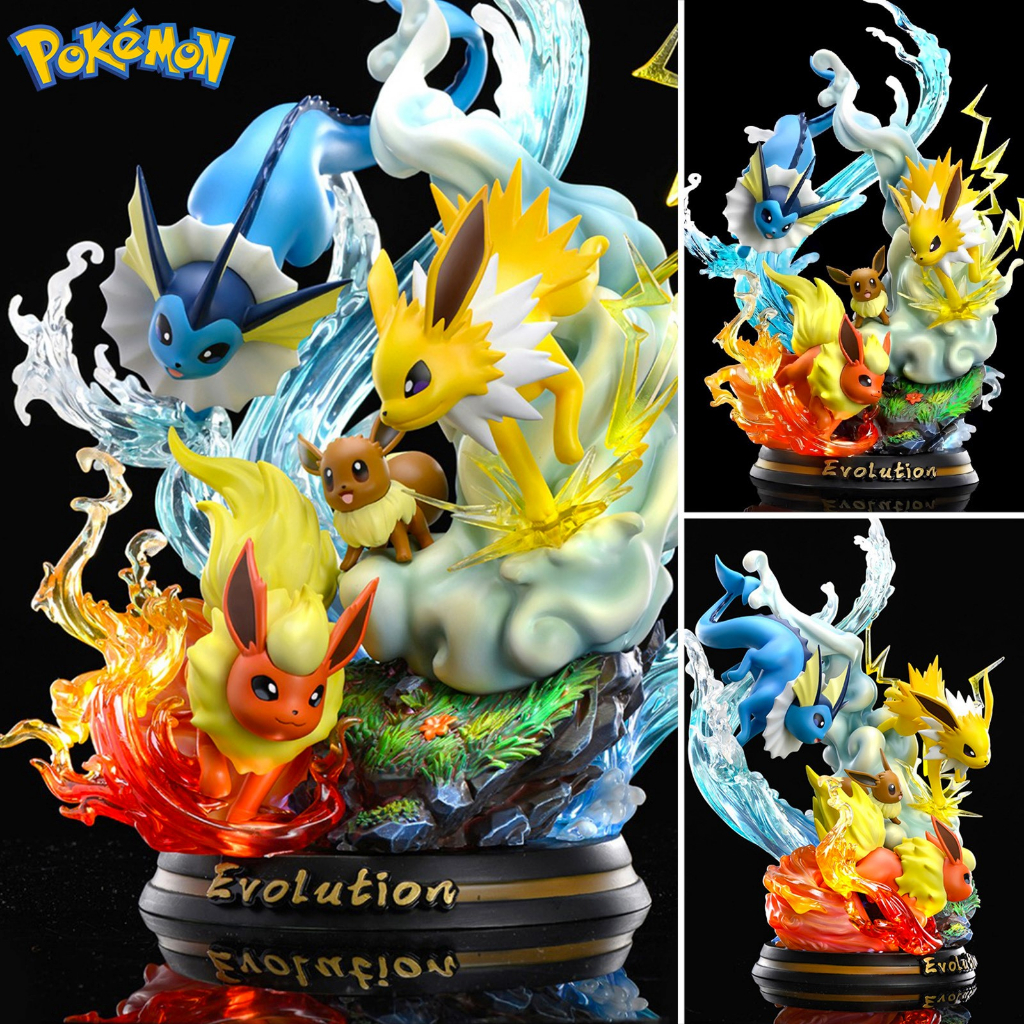 ฟิกเกอร์ MFC Studio Pokemon Evolution Eevee โปเกมอน Vaporeon Jolteon Flareon วาโปเรียน โจลตัน ...