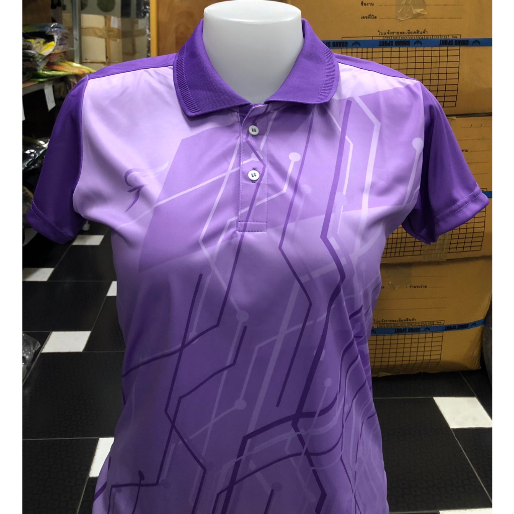 เสื้อสีม่วงหญิง SA303 เสื้อกีฬาหญิง SPORT DAY ผ้าไมโครพิมพ์ลาย ทรงสวย ...