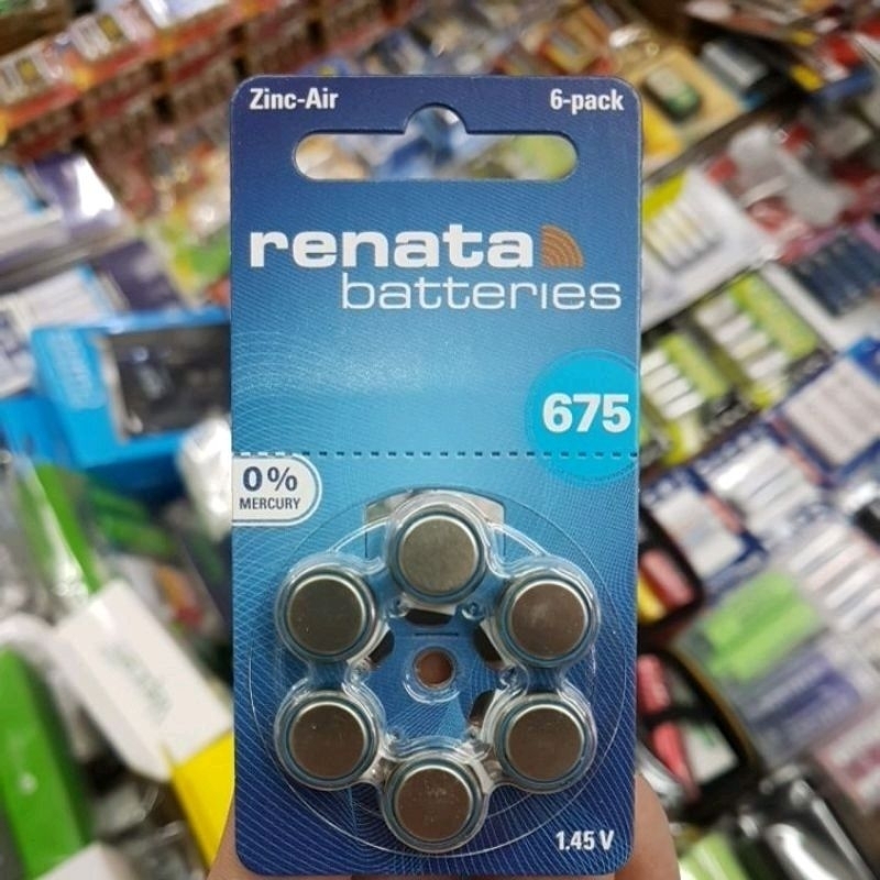 ถ่านเครื่องช่วยฟัง Renata 675, A675, PR44 แพค6ก้อน 1.45V Made in ...