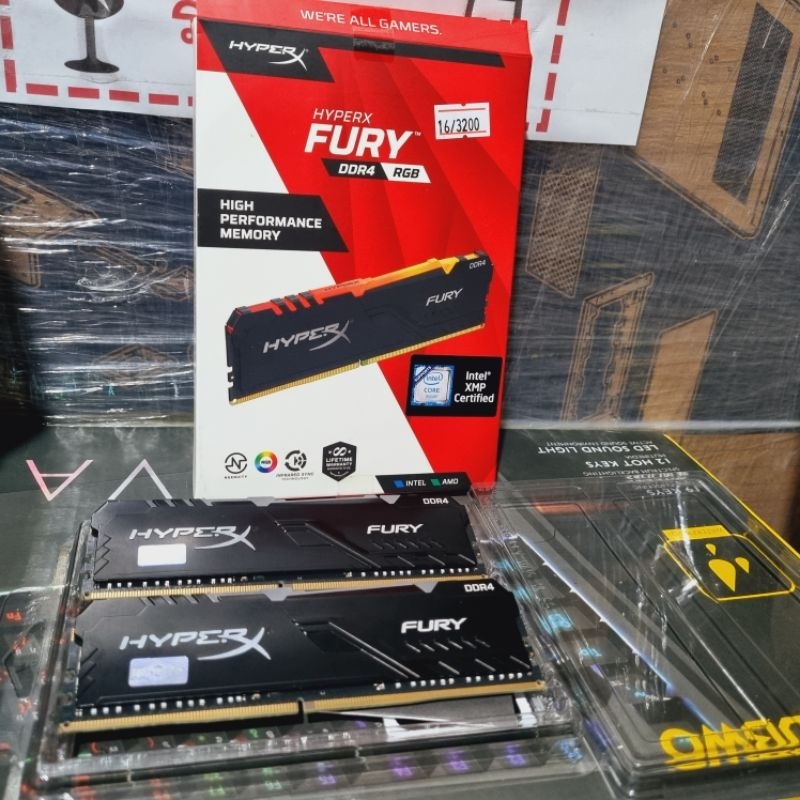 แรมพีซี RAM DDR4 HYPERX FURY RGB 16GB (8x2)/3200Mhz สภาพดีใช้งานปกติ ประกัน INGRAM | Shopee Thailand