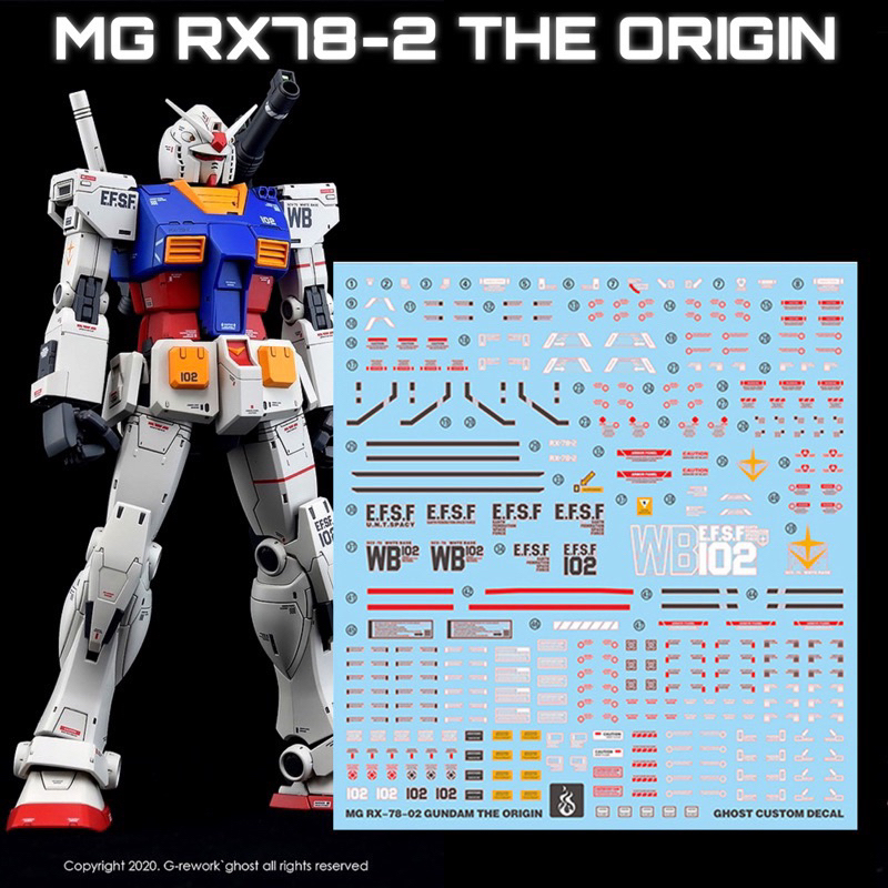 DECAL ดีคอลน้ำ GHOST MG 1/100 Gundam RX78-2 THE ORIGIN GTO | Shopee ...