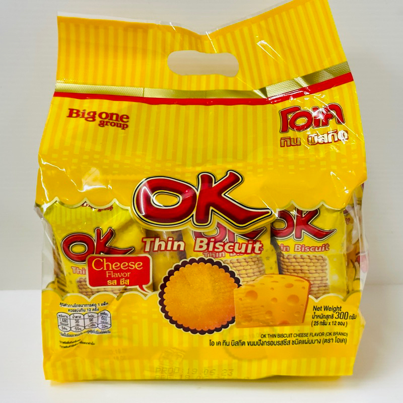OK (โอเค) Thin Biscuit ทินบิสกิต ขนมปัง แผ่นบางกรอบ 6รส 25g. x 12ซอง ...