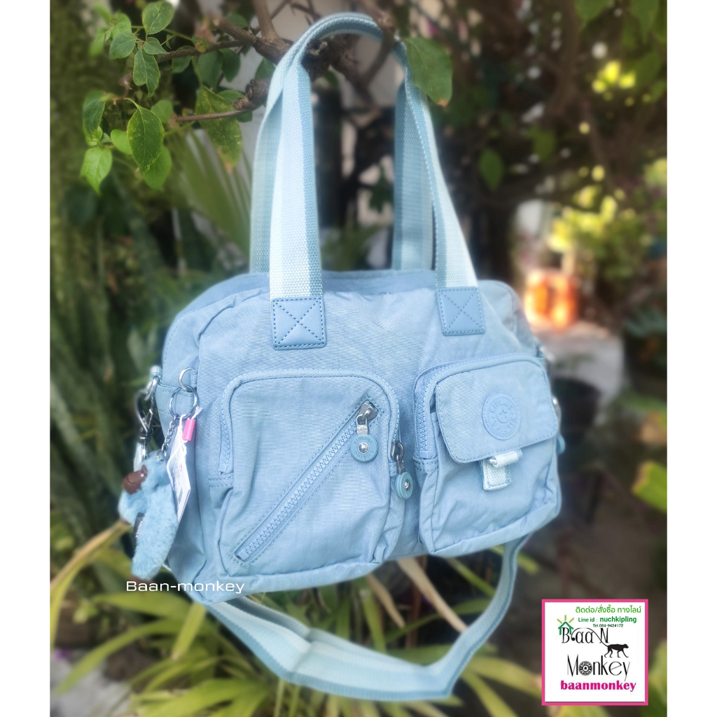 Kipling ของแท้เบลเยี่ยม กระเป๋าถือสะพาย Kipling Defea Pastel Blue Sea | Shopee Thailand