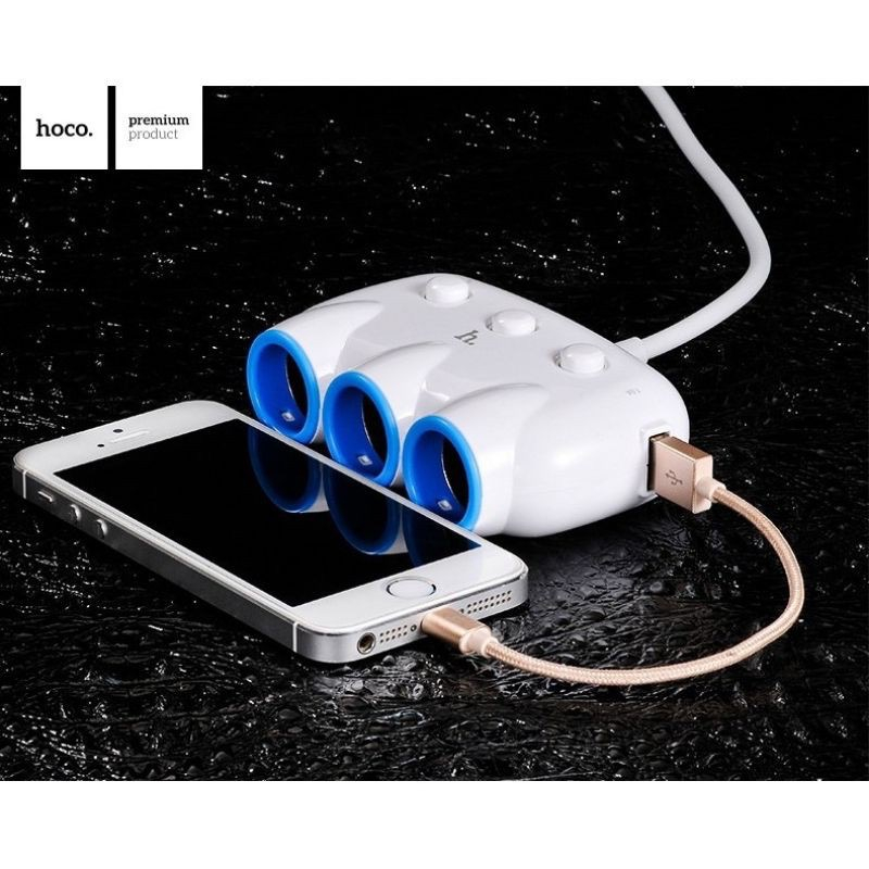 Hoco C1 แท้ 100% ที่ขยายช่องจุดบุหรี่ 3 ช่อง พร้อม USB 2 port ในรถยนต์ ...