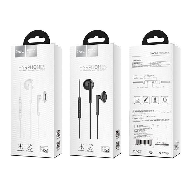 หูฟัง HOCO M53 สำหรับมือถือทุกรุ่น เสียงดี ของแท้ 100% | Shopee Thailand