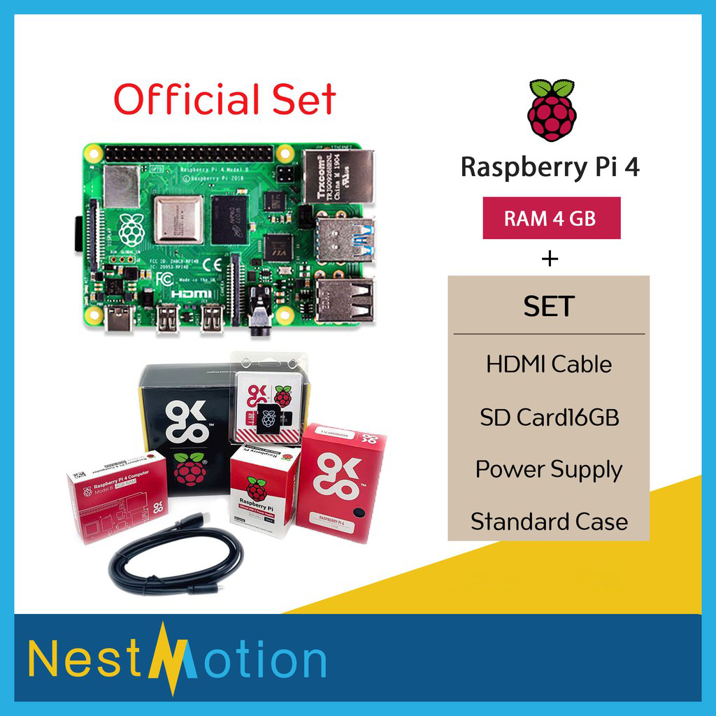 Raspberry Pi 4 4GB OKdo US Basic Kit Official Set | Shopee Thailand